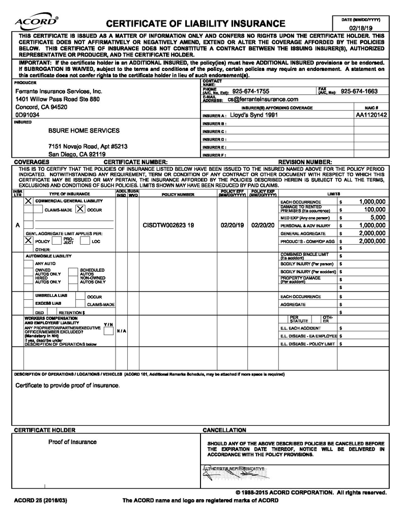 BSure Home Services - San Diego, CA