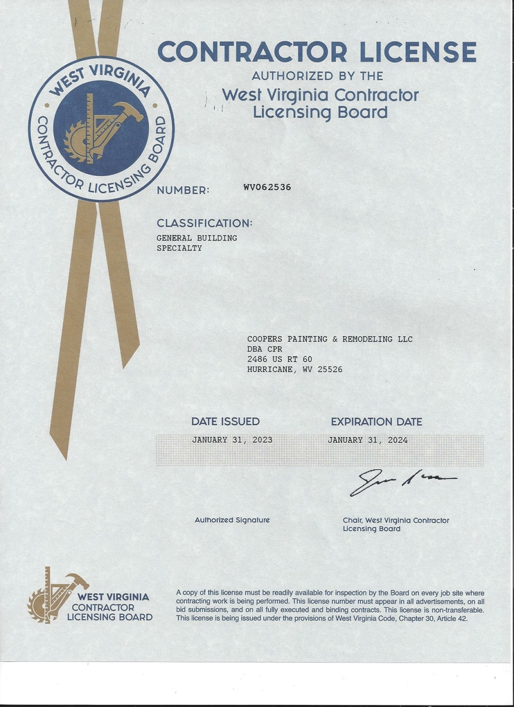 Cooper's Painting and Remodeling, LLC - HURRICANE, WV